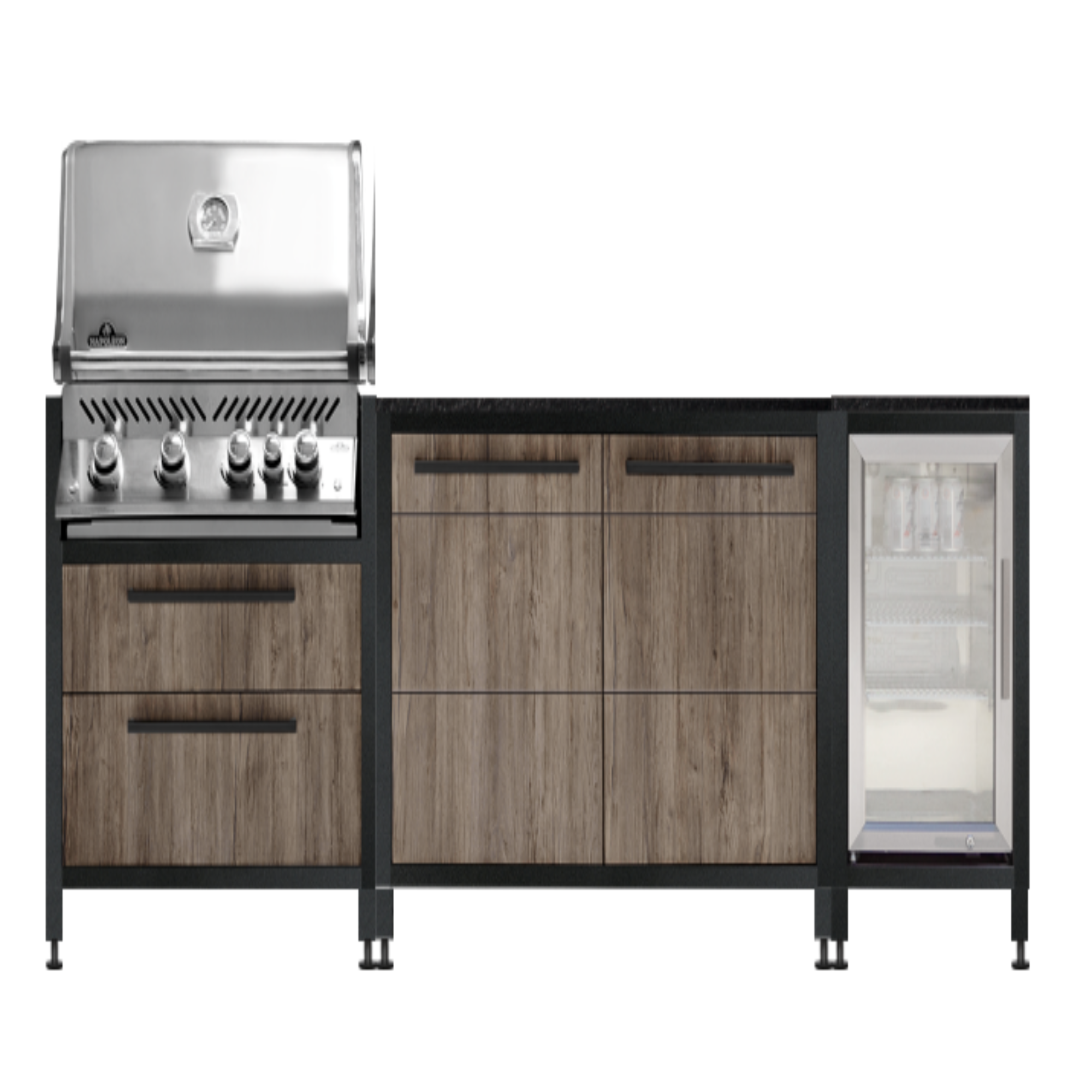 Burnout 'Dark Oak' Modular Outdoor Kitchen with Napoleon Prestige Pro ...